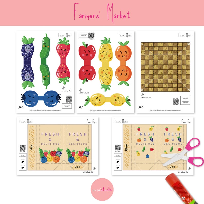 Printable Farmers Market Craft: Kids Fruit & Vegetable DIY (digital ...