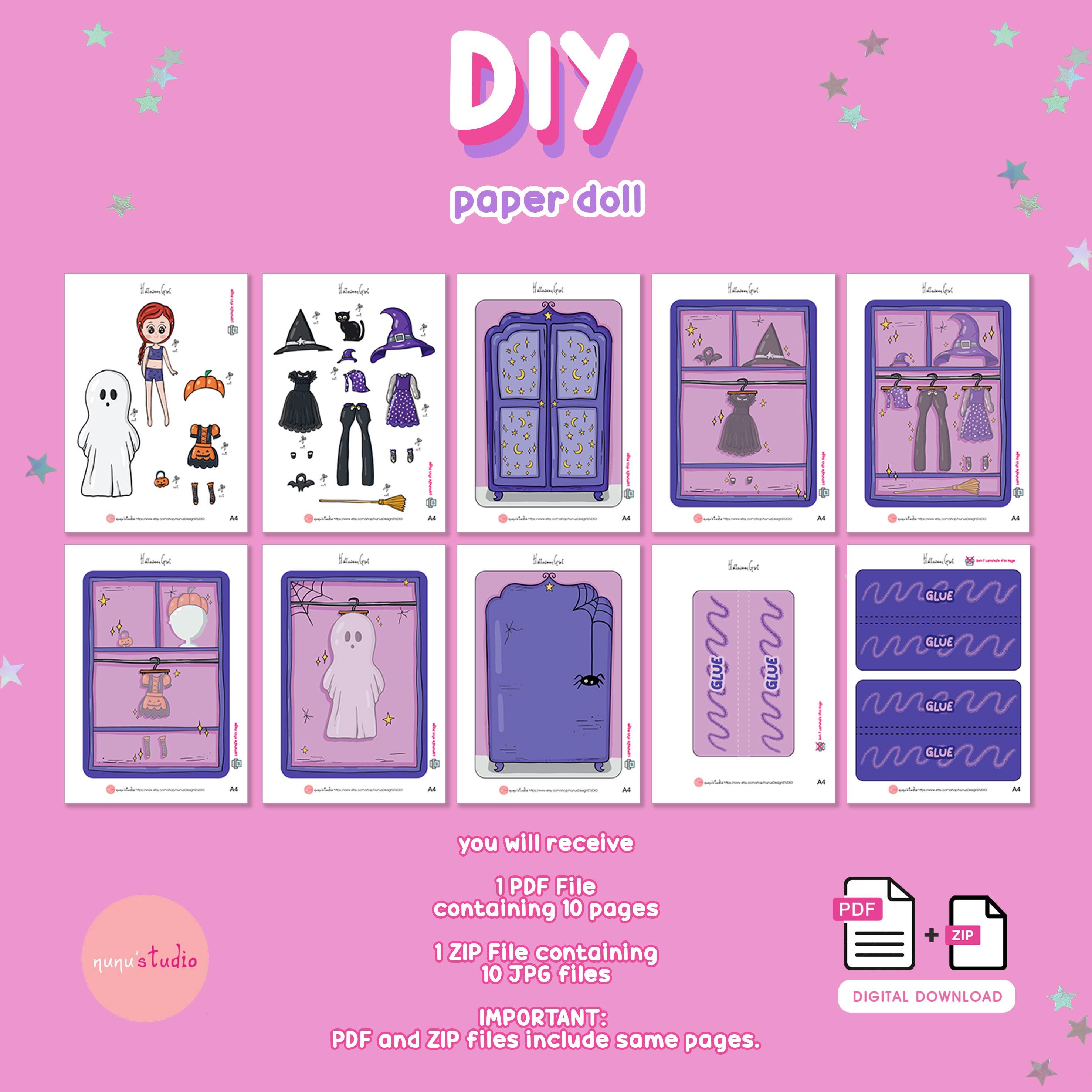 Printable Halloween Paper Doll Busy Book and Activities for Kids, PDF ...