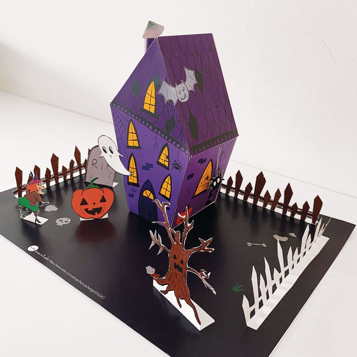 Haunted House Paper Craft Activity, Printable Halloween Craft House ...