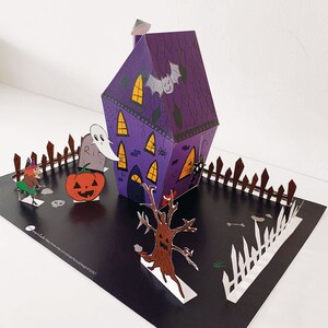 Haunted House Paper Craft Activity, Printable Halloween Craft House ...