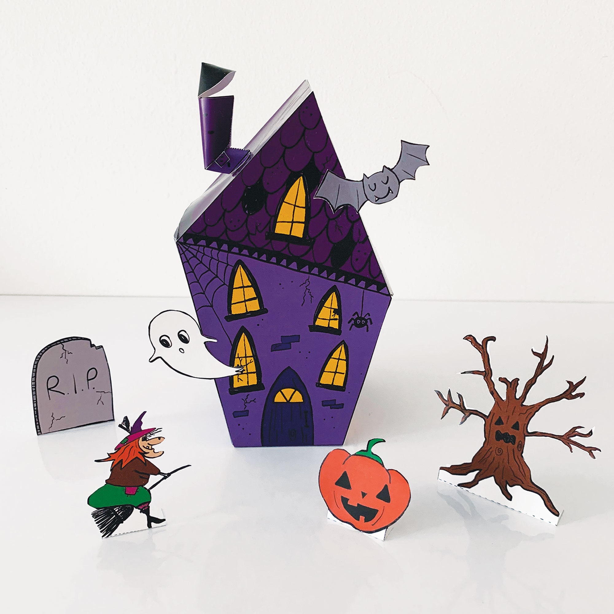 Haunted House Paper Craft Activity, Printable Halloween Craft House ...