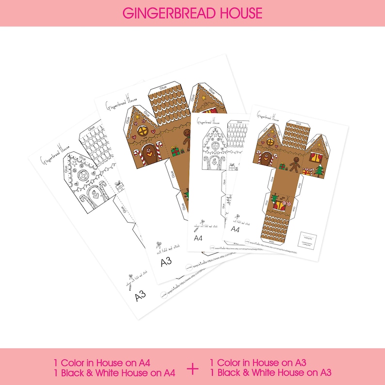 Gingerbread House Paper Craft Activity, Printable Gingerbread House ...