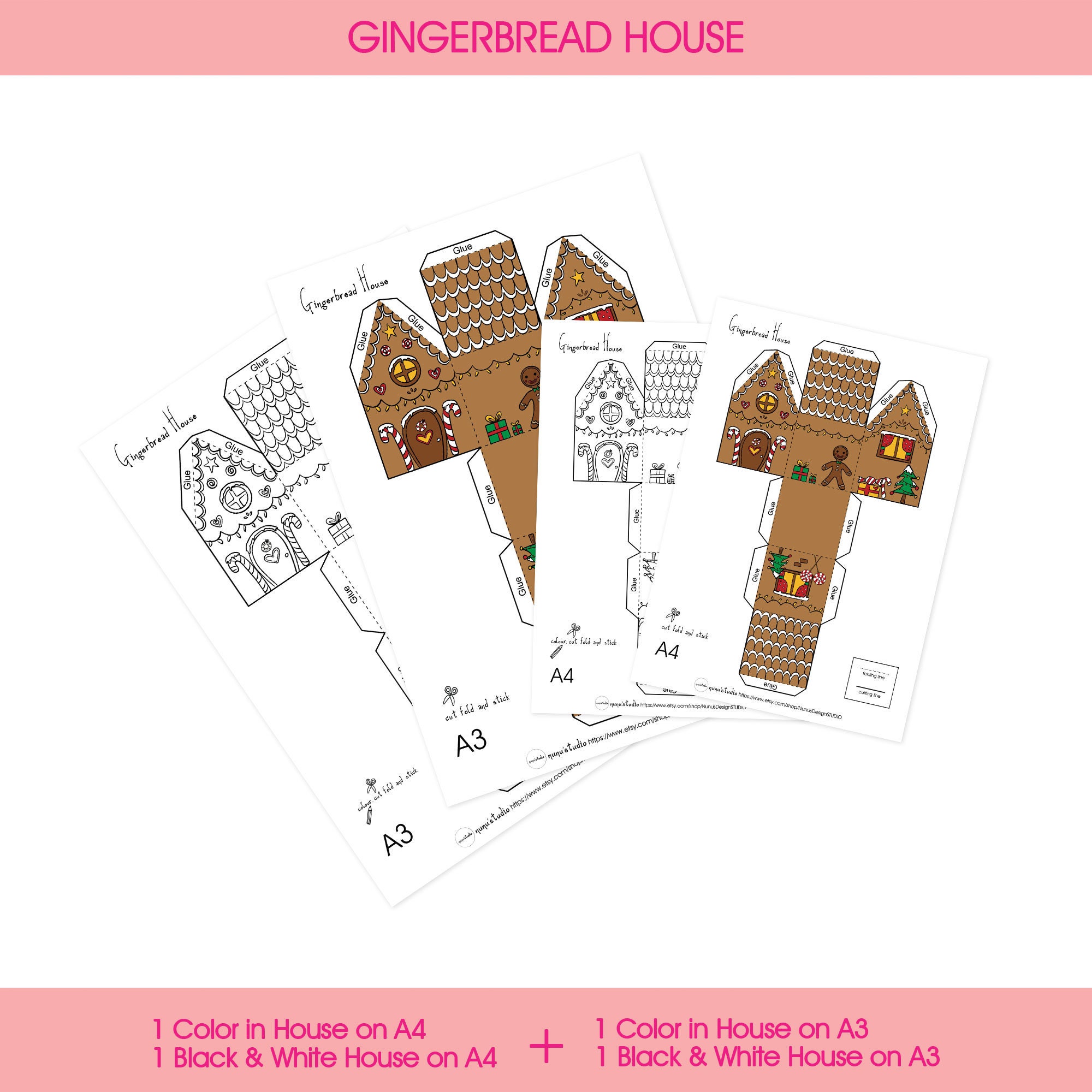 Gingerbread House Paper Craft Activity, Printable Gingerbread House ...