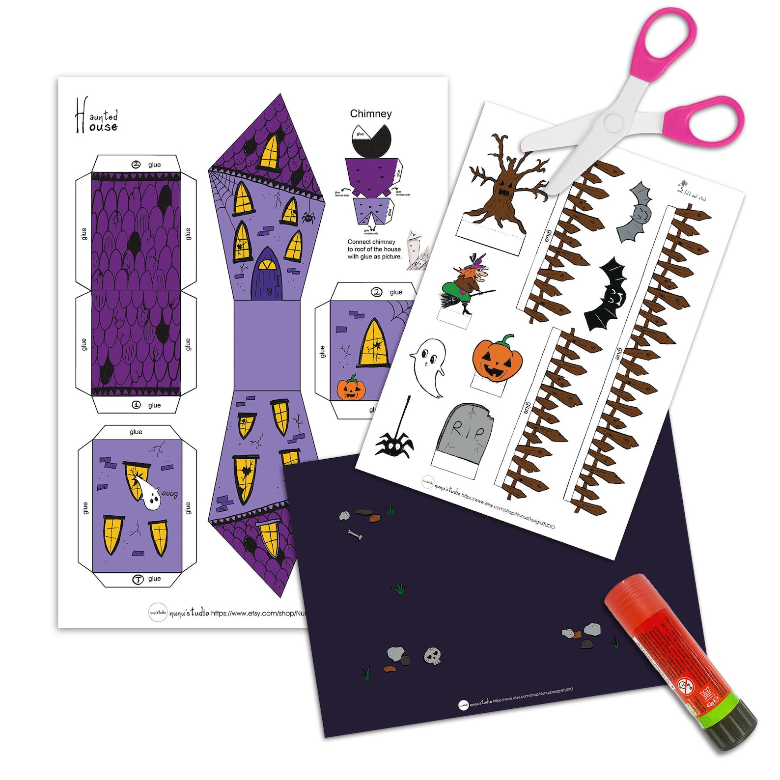 Haunted House Paper Craft Activity, Printable Halloween Craft House ...