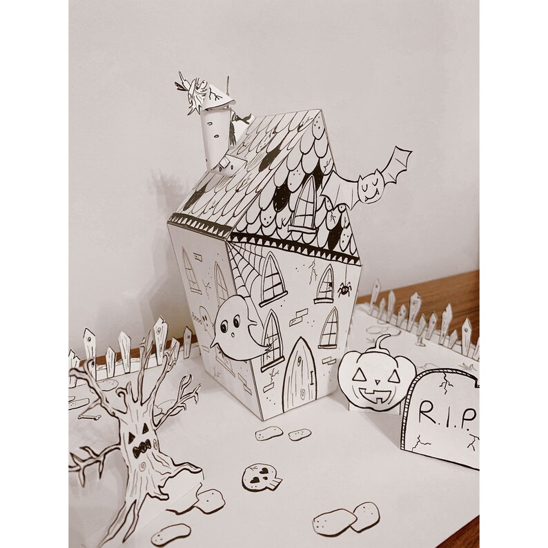 Haunted House Paper Craft Activity Printable Halloween Craft - Etsy