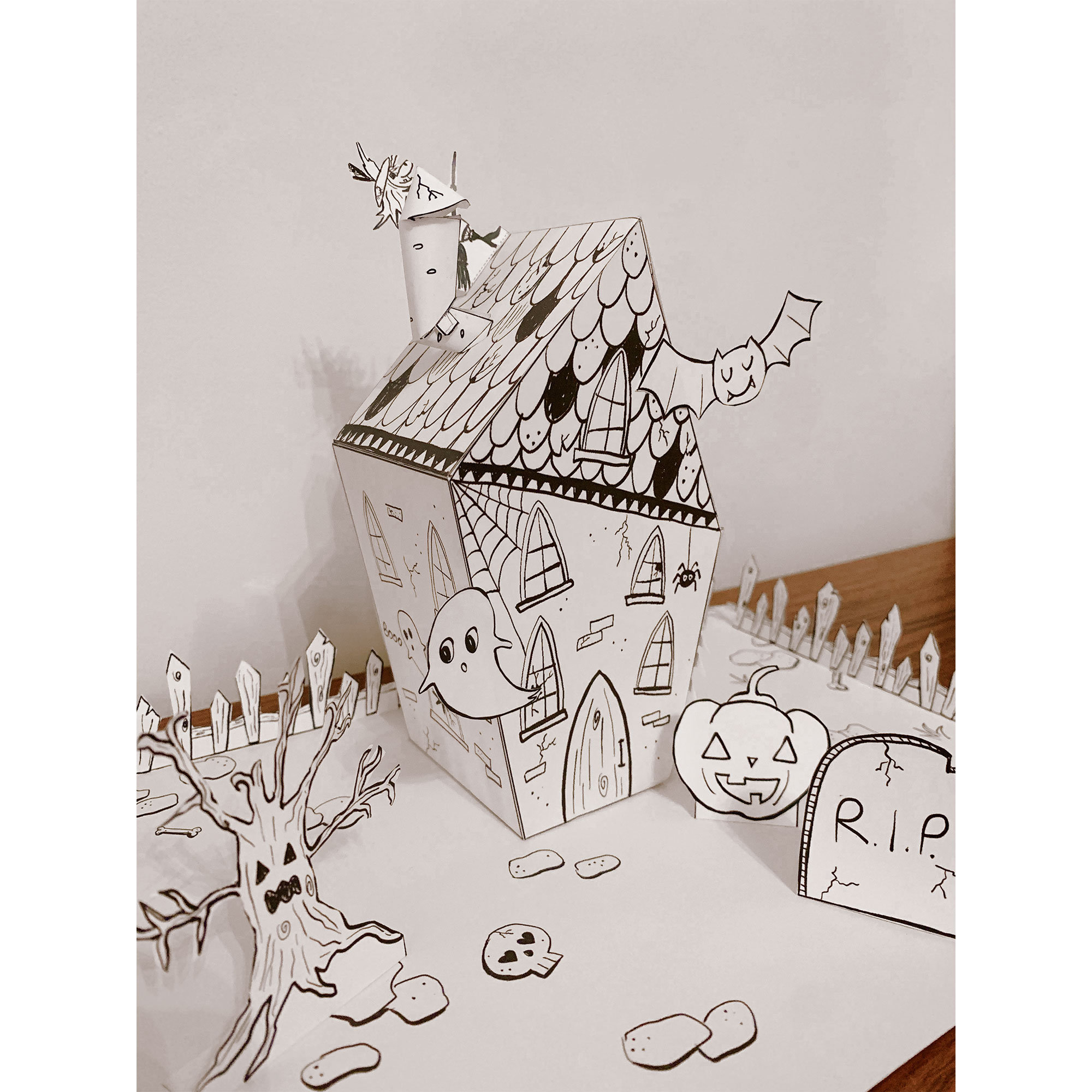 Haunted House Paper Craft Activity Printable Halloween Craft - Etsy