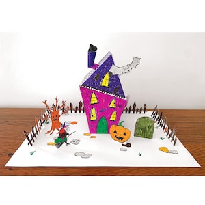 Haunted House Paper Craft Activity, Printable Halloween Craft House ...