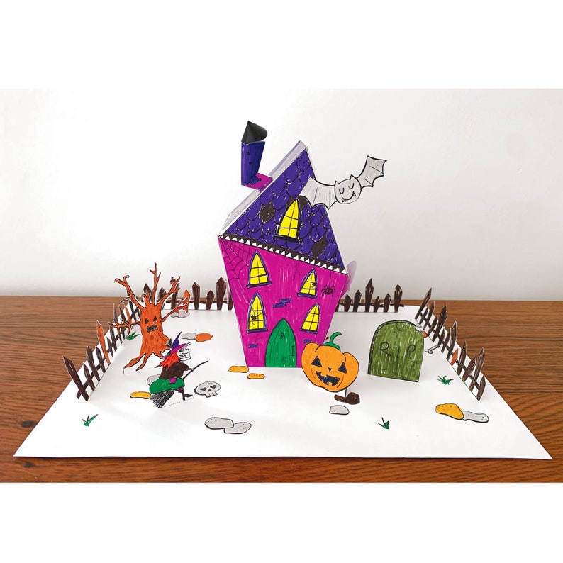 Haunted House Paper Craft Activity Printable Halloween Craft - Etsy