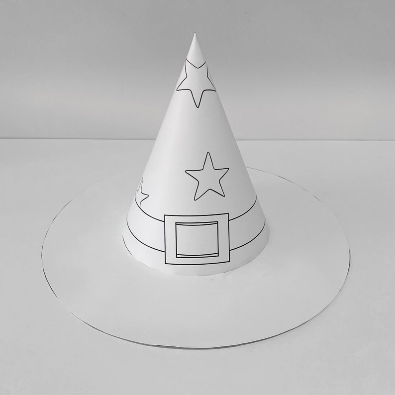 Printable Halloween Witch Hat Craft: DIY Coloring Activity (digital ...