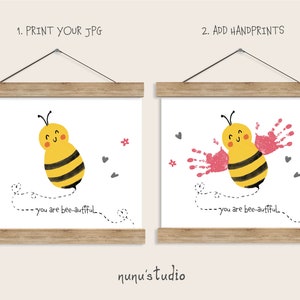 Mother's-father's Day Printable Bee Handprint Keepsake Gift, Pre-k ...