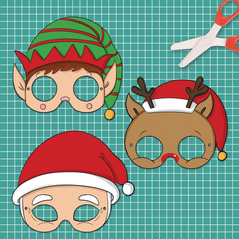 Christmas Masks, Printable Christmas Masks, Christmas Costume ...