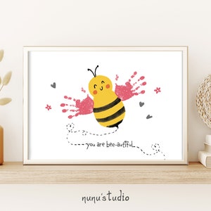 Mother's-father's Day Printable Bee Handprint Keepsake Gift, Pre-k ...