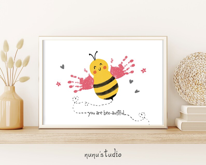 Mother's-father's Day Printable Bee Handprint Keepsake Gift, Pre-k ...