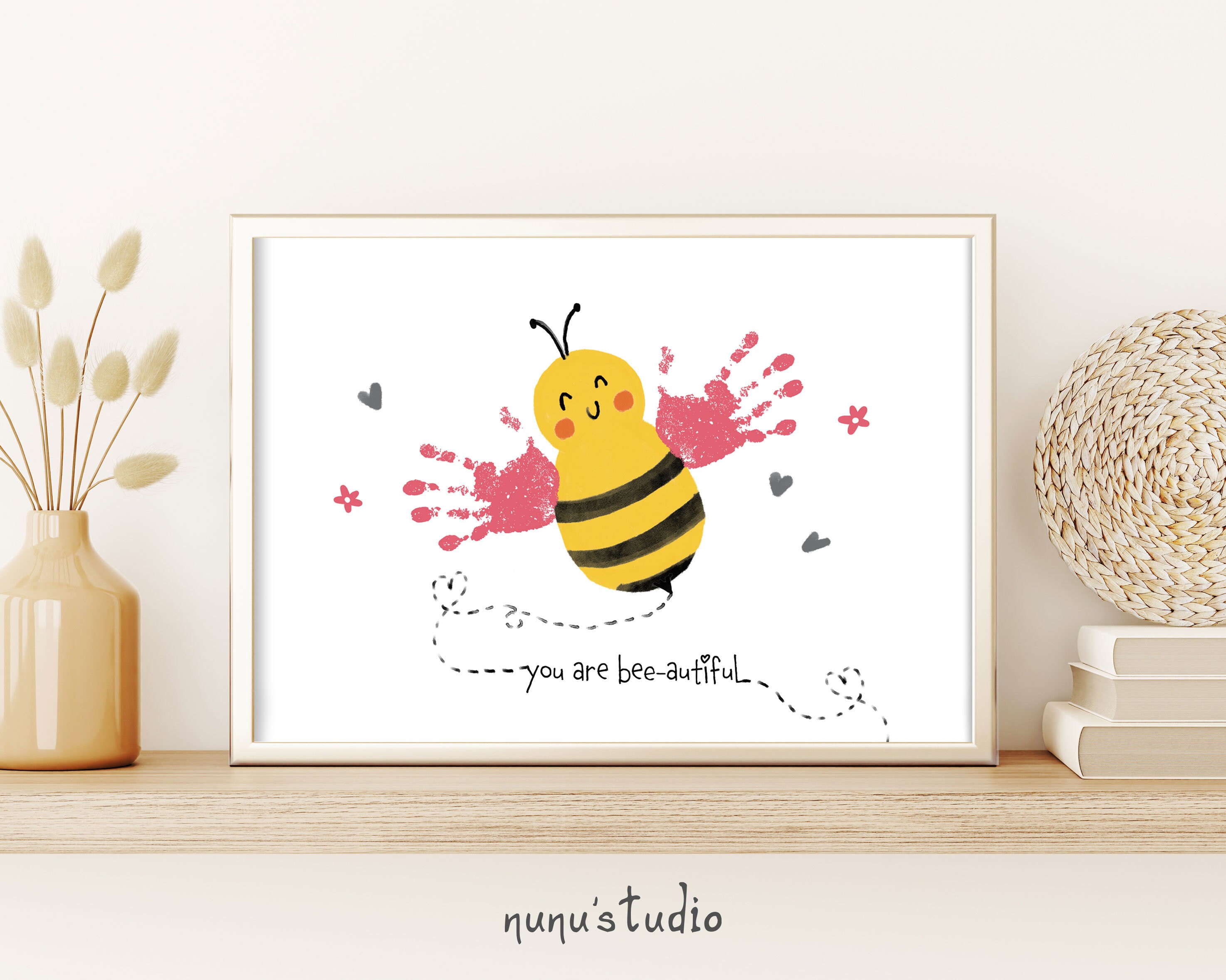 Mother's-father's Day Printable Bee Handprint Keepsake Gift, Pre-k ...
