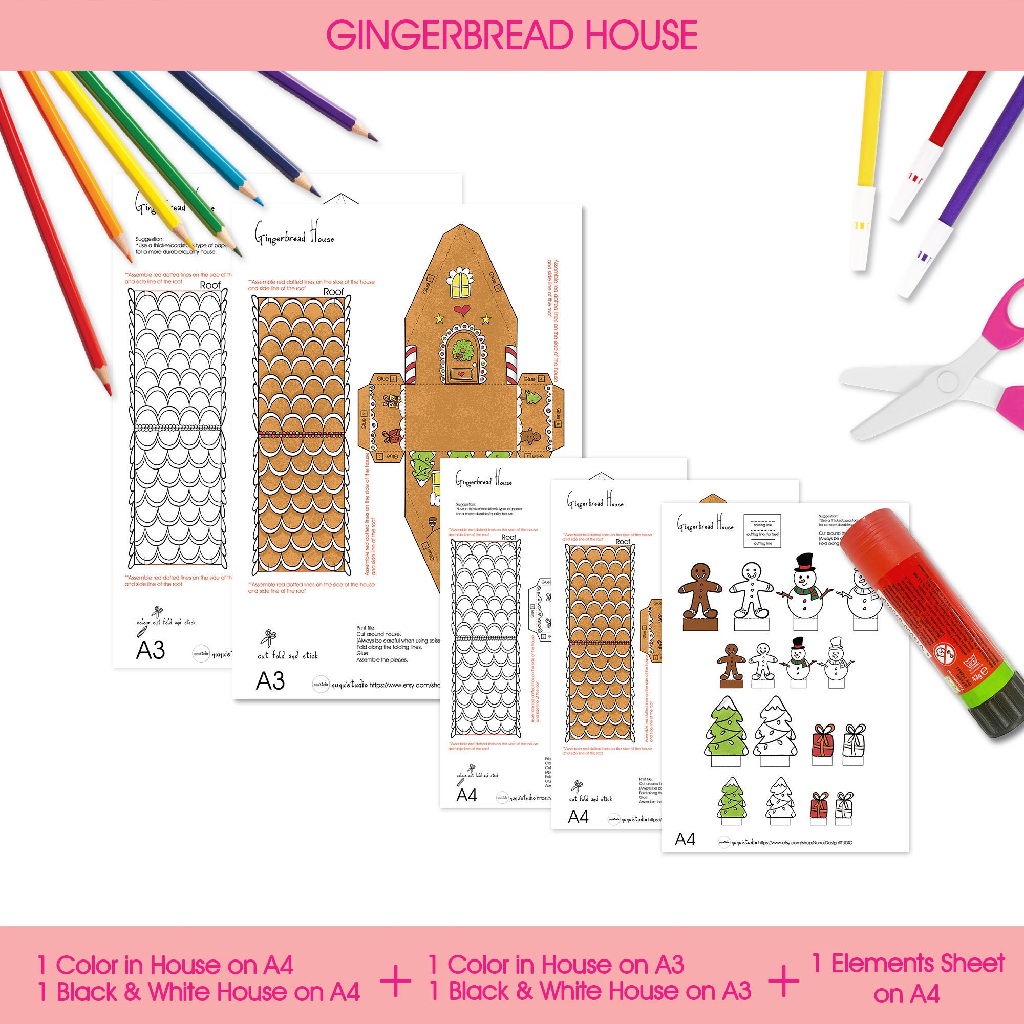 Gingerbread House Printable Paper Craft Activity, Printable House ...