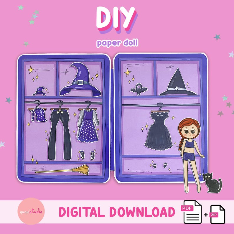 Printable Halloween Paper Doll Busy Book and Activities for Kids, PDF ...