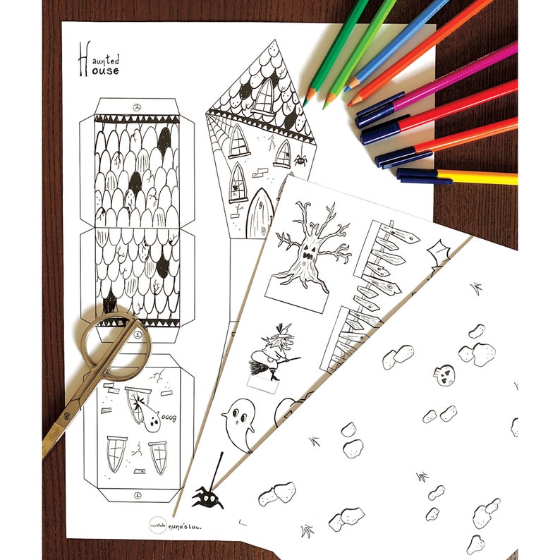 Haunted House Paper Craft Activity, Printable Halloween Craft House ...