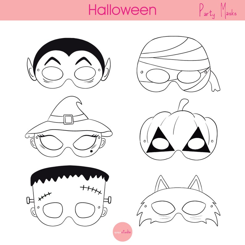 Printable Halloween Masks: DIY Coloring Costume (digital Download) - Etsy