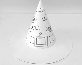 Printable Halloween Witch Hat Craft: DIY Coloring Activity (digital ...
