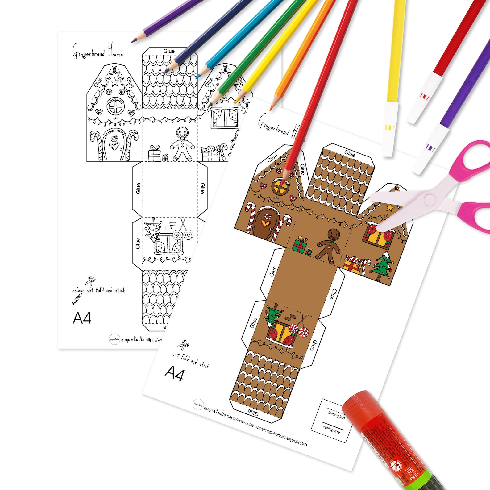 Gingerbread House Paper Craft Activity, Printable Gingerbread House ...
