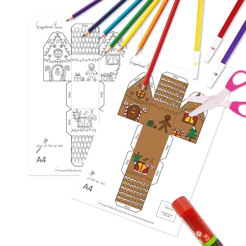 Gingerbread House Paper Craft Activity, Printable Gingerbread House ...