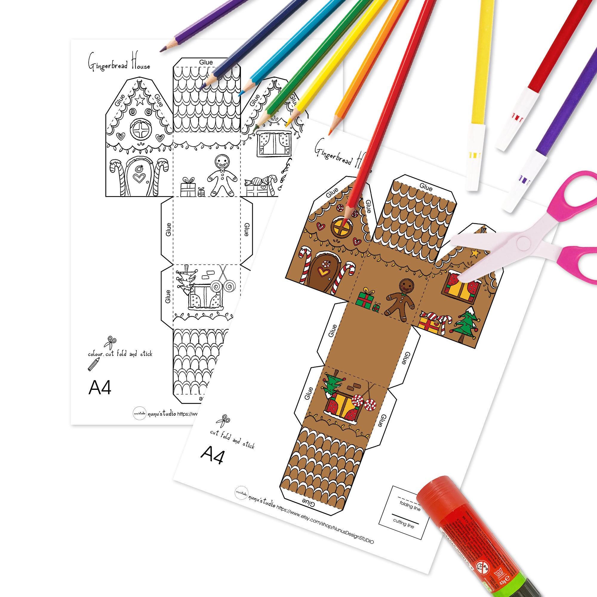Gingerbread House Paper Craft Activity, Printable Gingerbread House ...