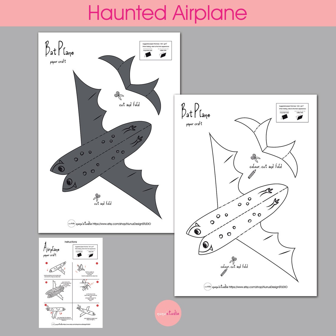 Haunted Bat Plane, Paper Airplane, Bat Plane Paper Craft, Halloween ...