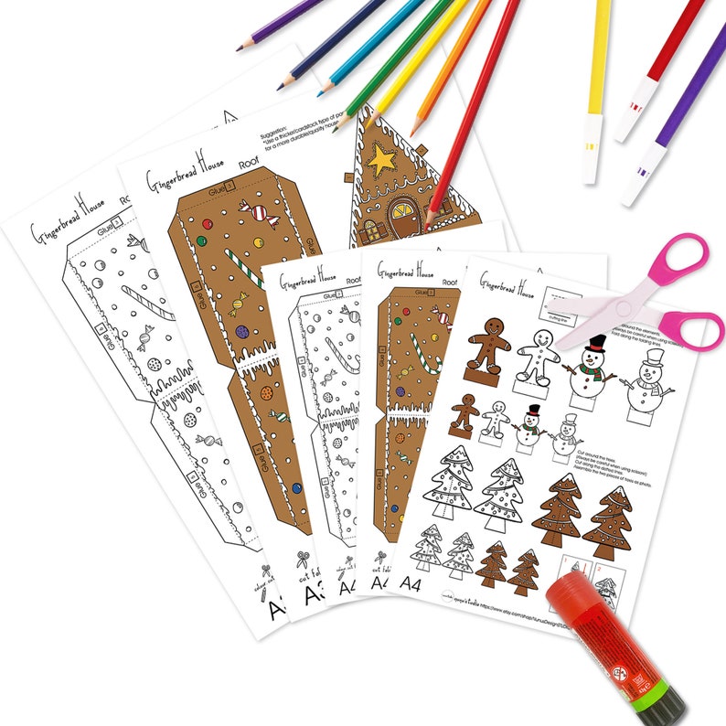 Gingerbread House Printable: Christmas Paper Craft Activity (digital ...