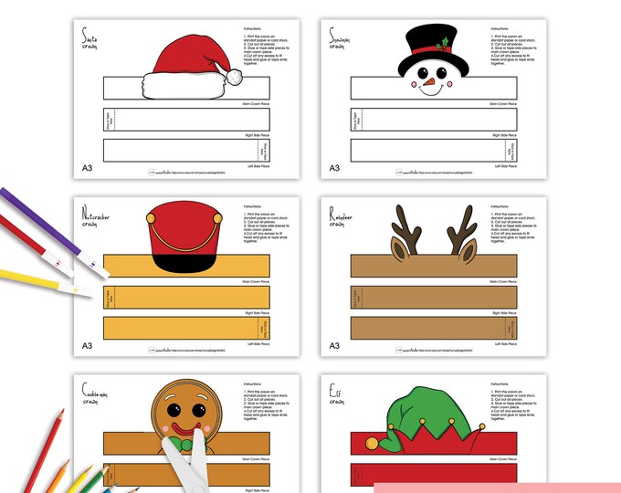 Printable Christmas Crowns: Kids Coloring Activity (PDF) - Etsy