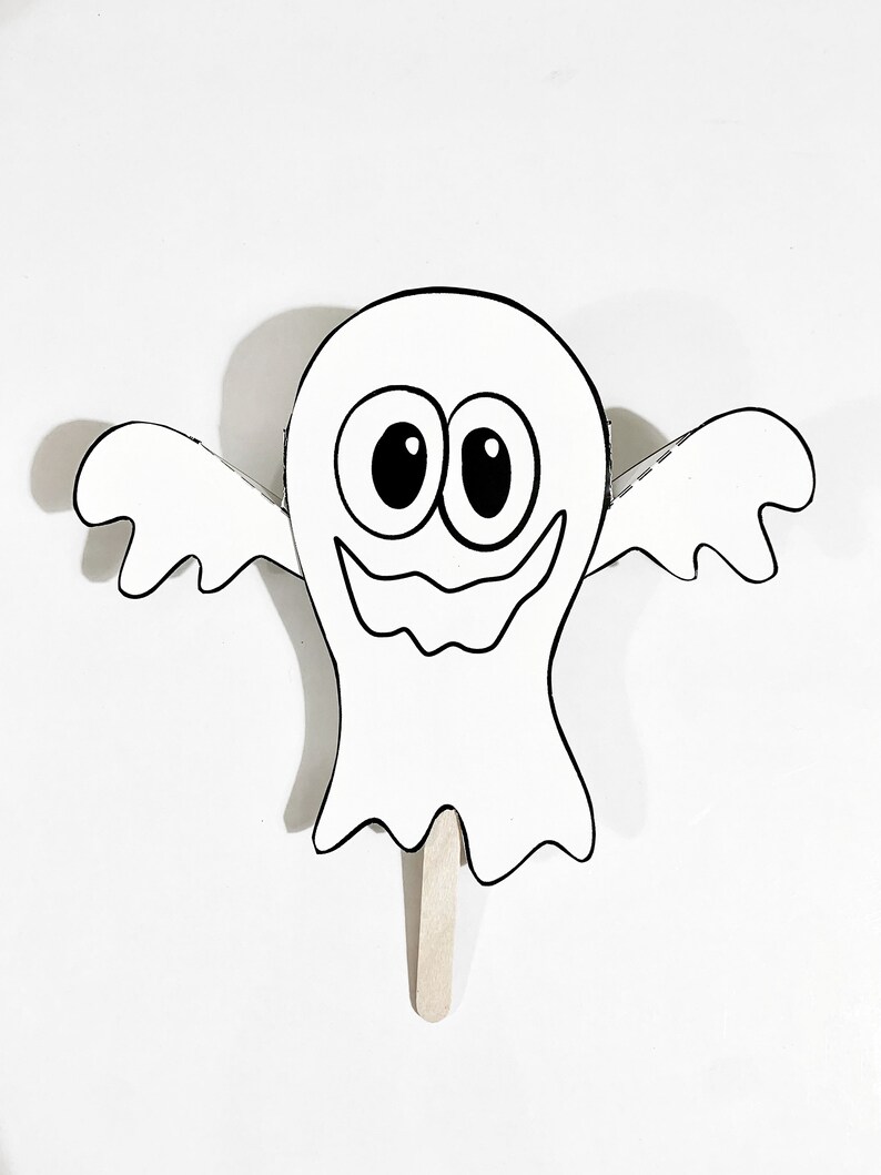 Printable Movable Halloween Paper Doll, Paper Bat Doll, Paper Ghost ...