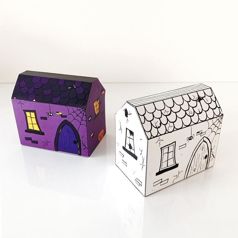 Manualidad de papel imprimible de una casa embrujada de Halloween ...