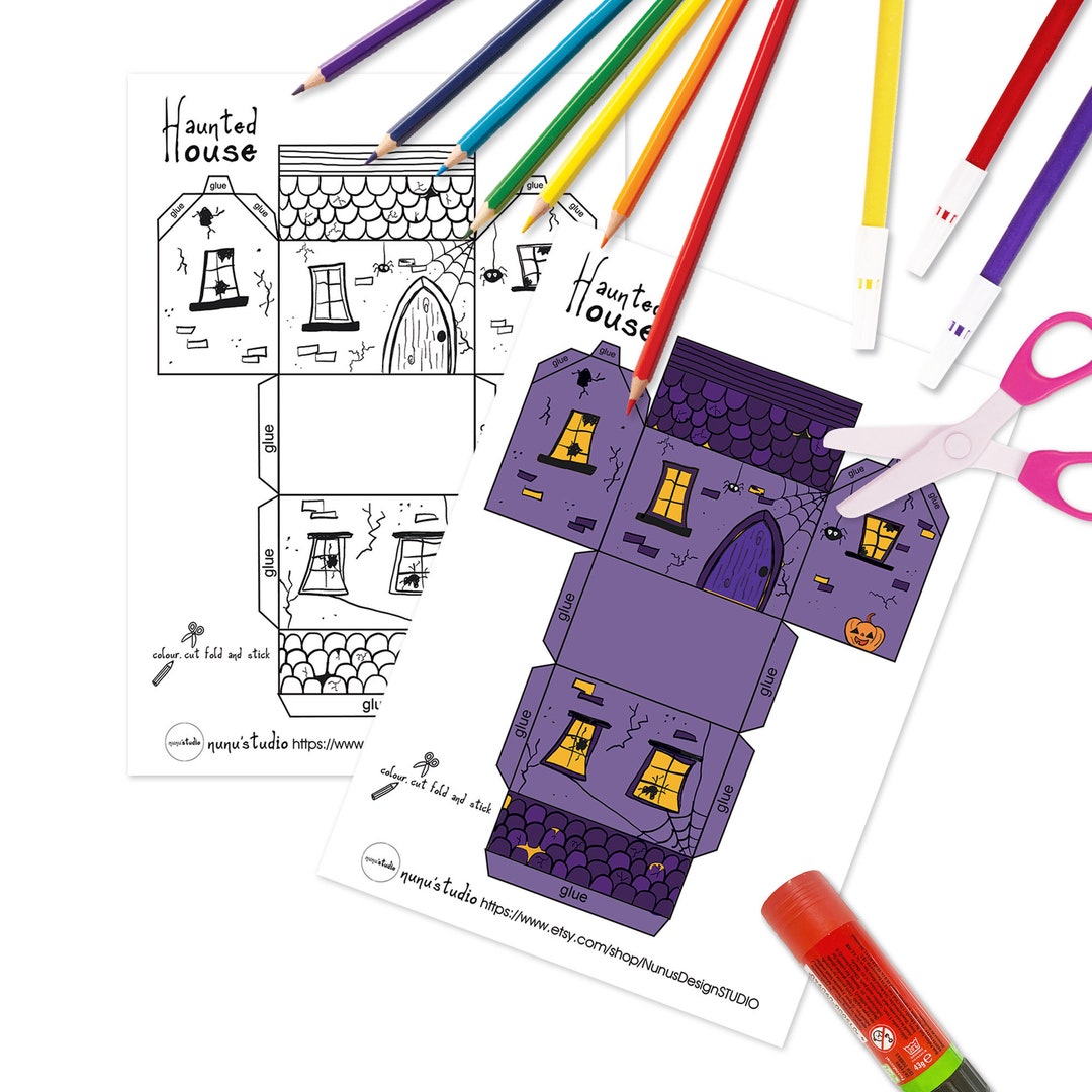 Haunted House Paper Craft Activity, Printable Halloween House ...