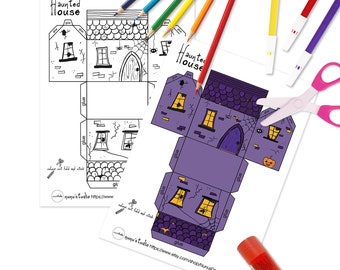 Haunted House Paper Craft Activity, Printable Halloween Craft House ...