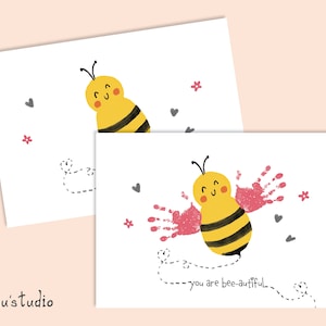 Mother's-father's Day Printable Bee Handprint Keepsake Gift, Pre-k ...