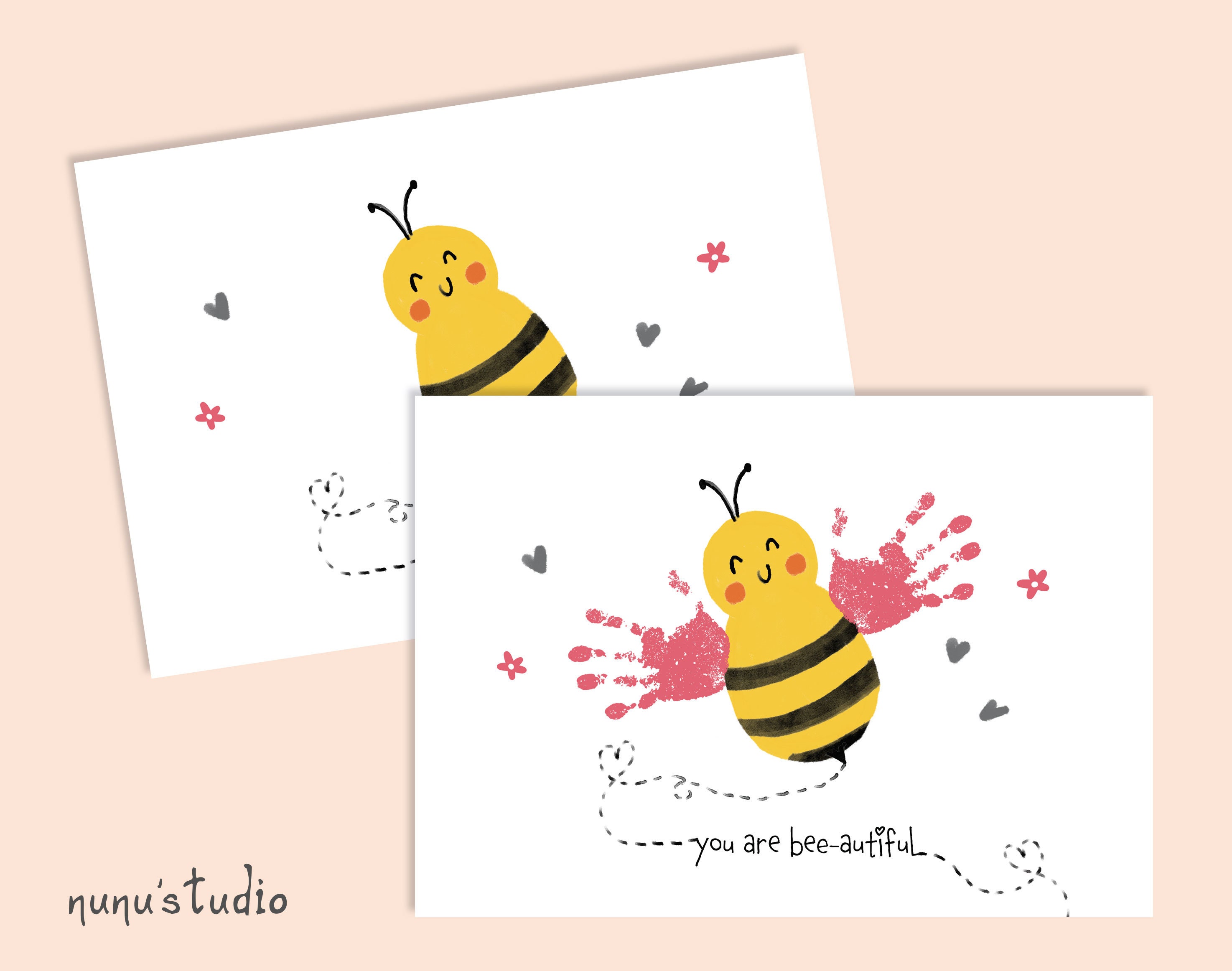 Mother's-father's Day Printable Bee Handprint Keepsake Gift, Pre-k ...