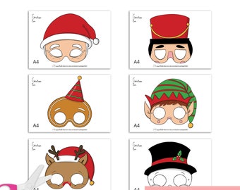 Printable Christmas Masks: Santa, Snowman, Elf (PDF Download) - Etsy