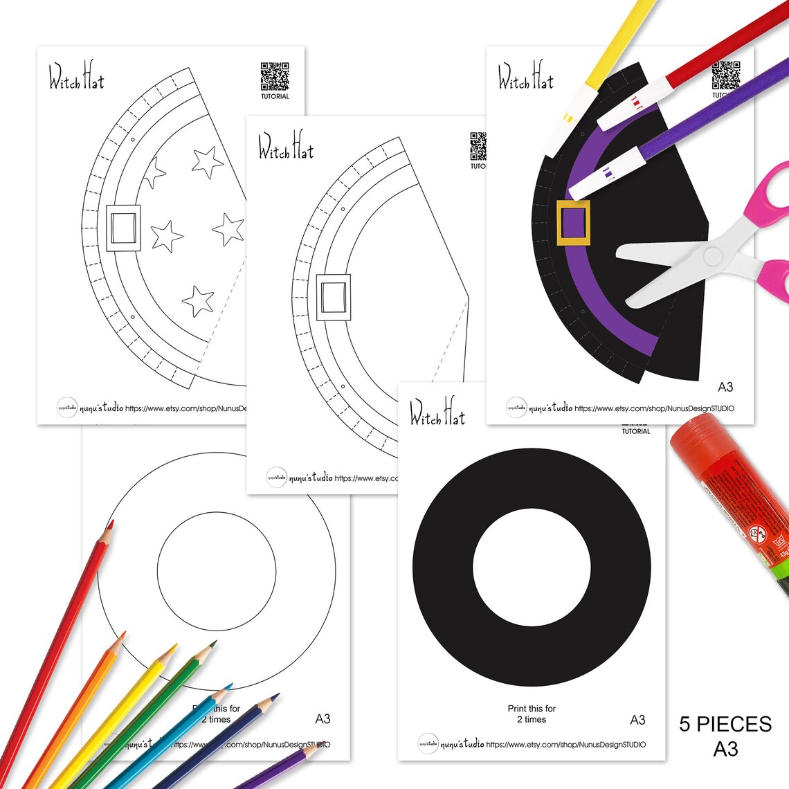 Printable Halloween Witch Hat, Witch Hat Craft, Halloween Activity ...