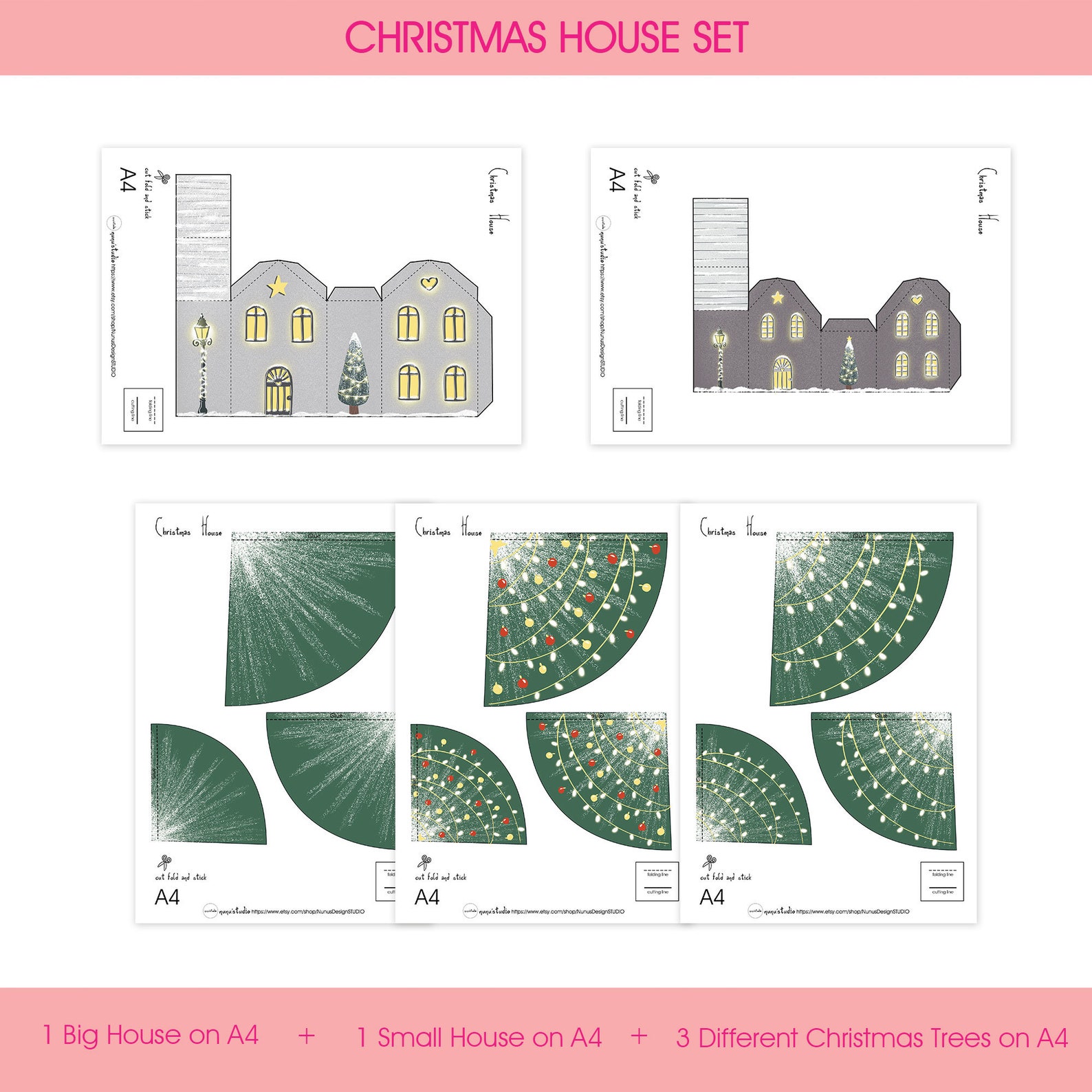 Christmas House Paper Craft Activity, Printable Christmas House ...