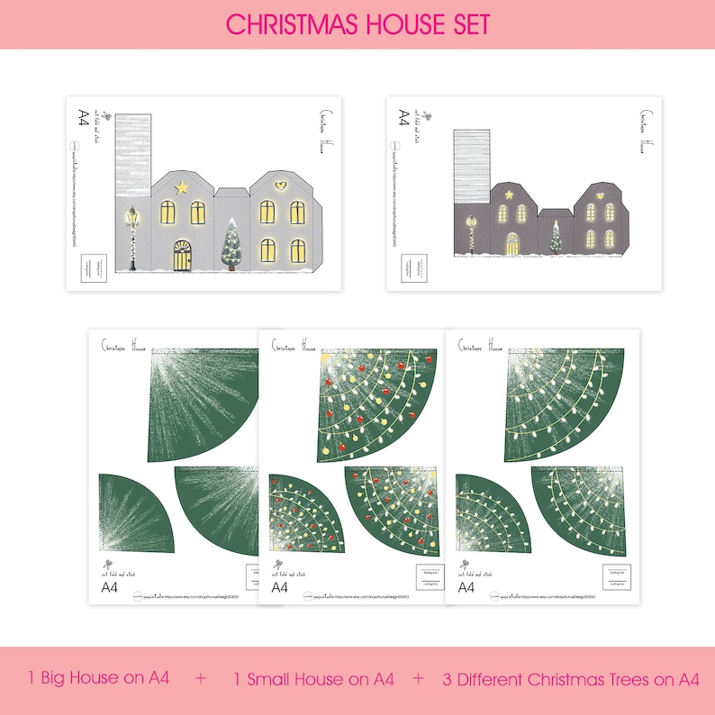 Christmas House Paper Craft Activity, Printable Christmas House ...