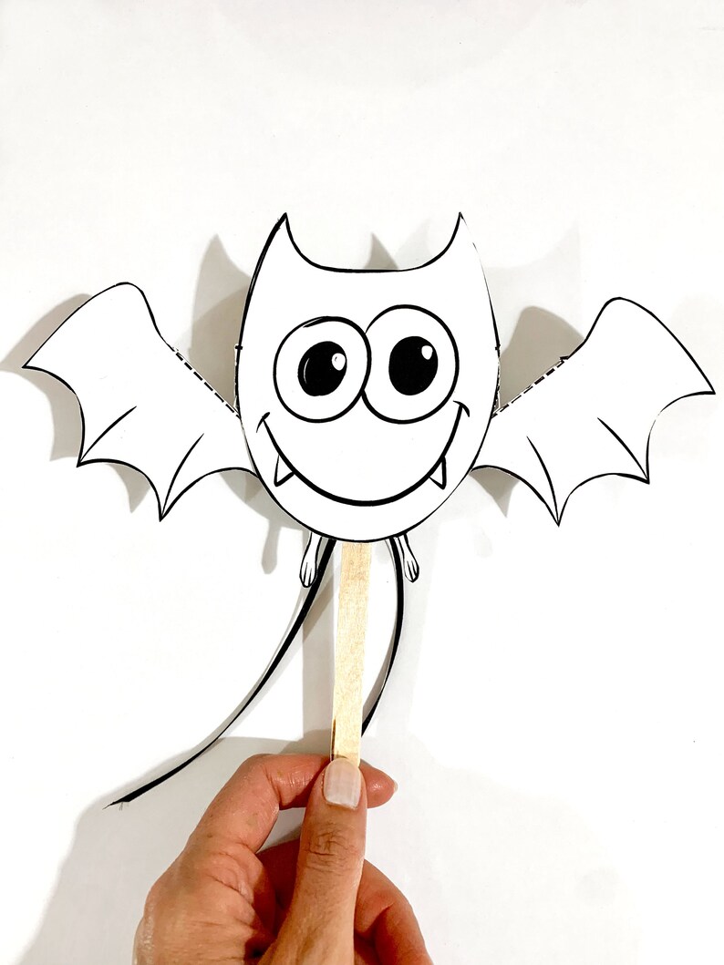 Printable Movable Halloween Paper Doll, Paper Bat Doll, Paper Ghost ...