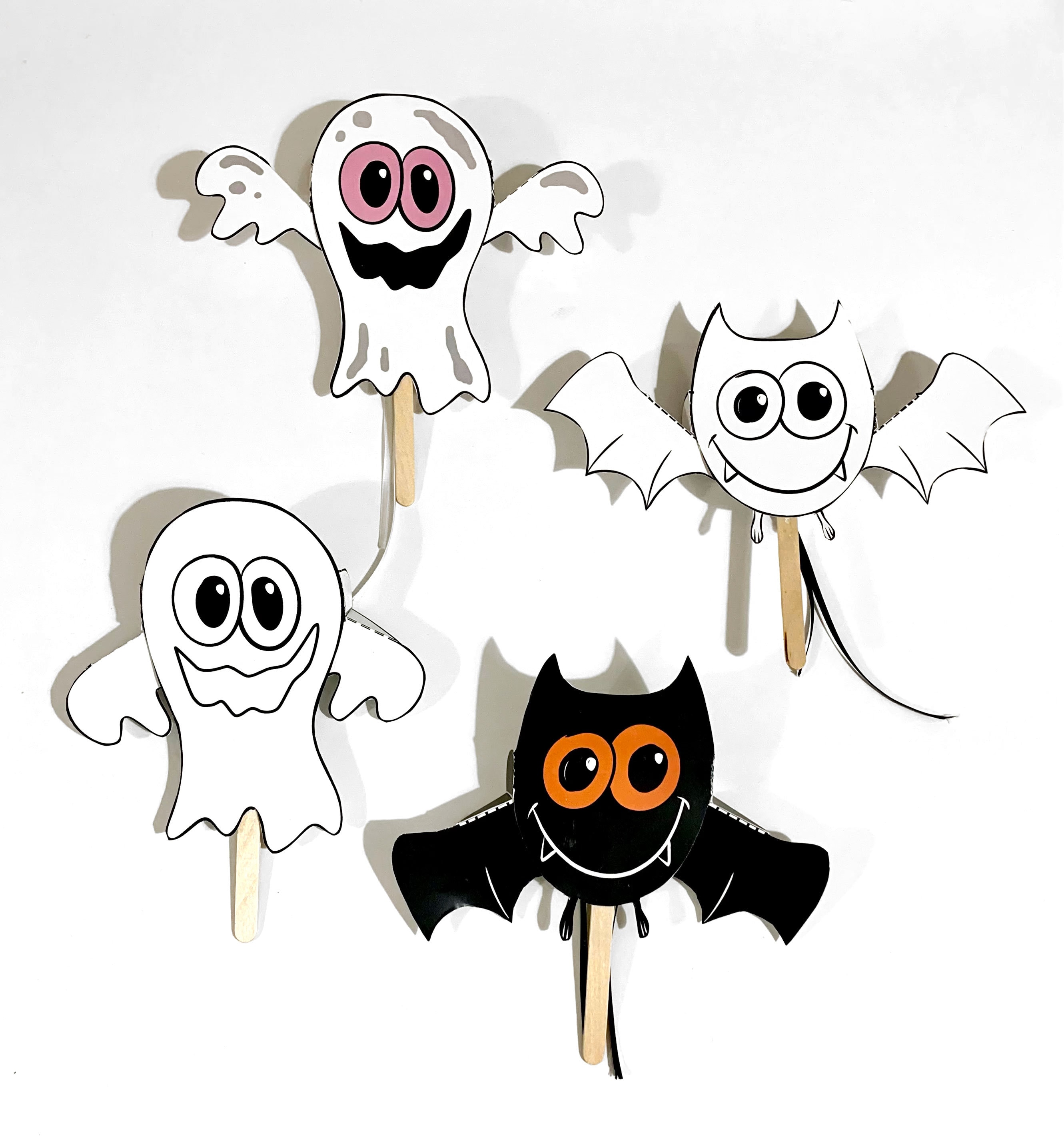 Printable Movable Halloween Paper Doll, Paper Bat Doll, Paper Ghost ...
