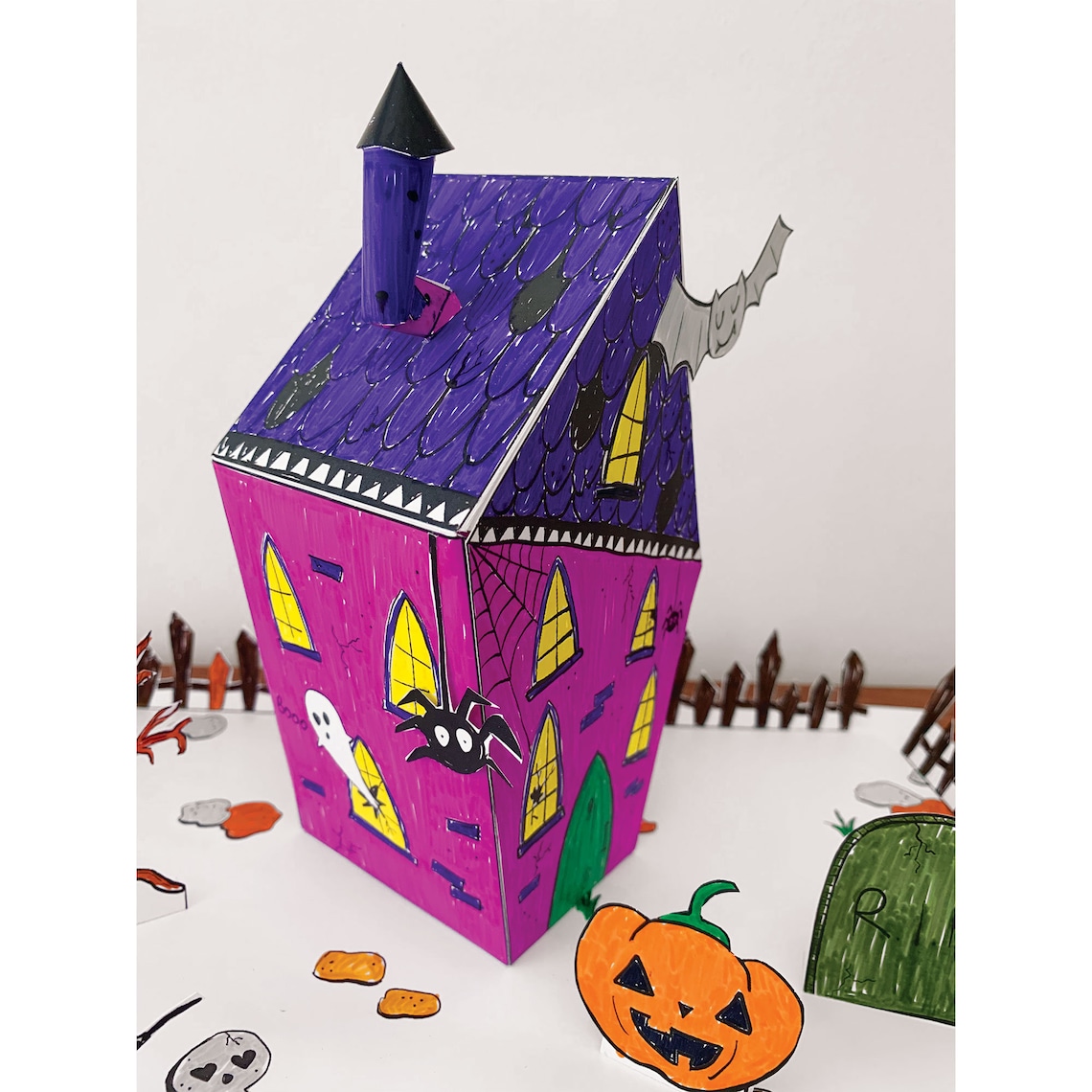 Haunted House Paper Craft Activity Printable Halloween Craft - Etsy