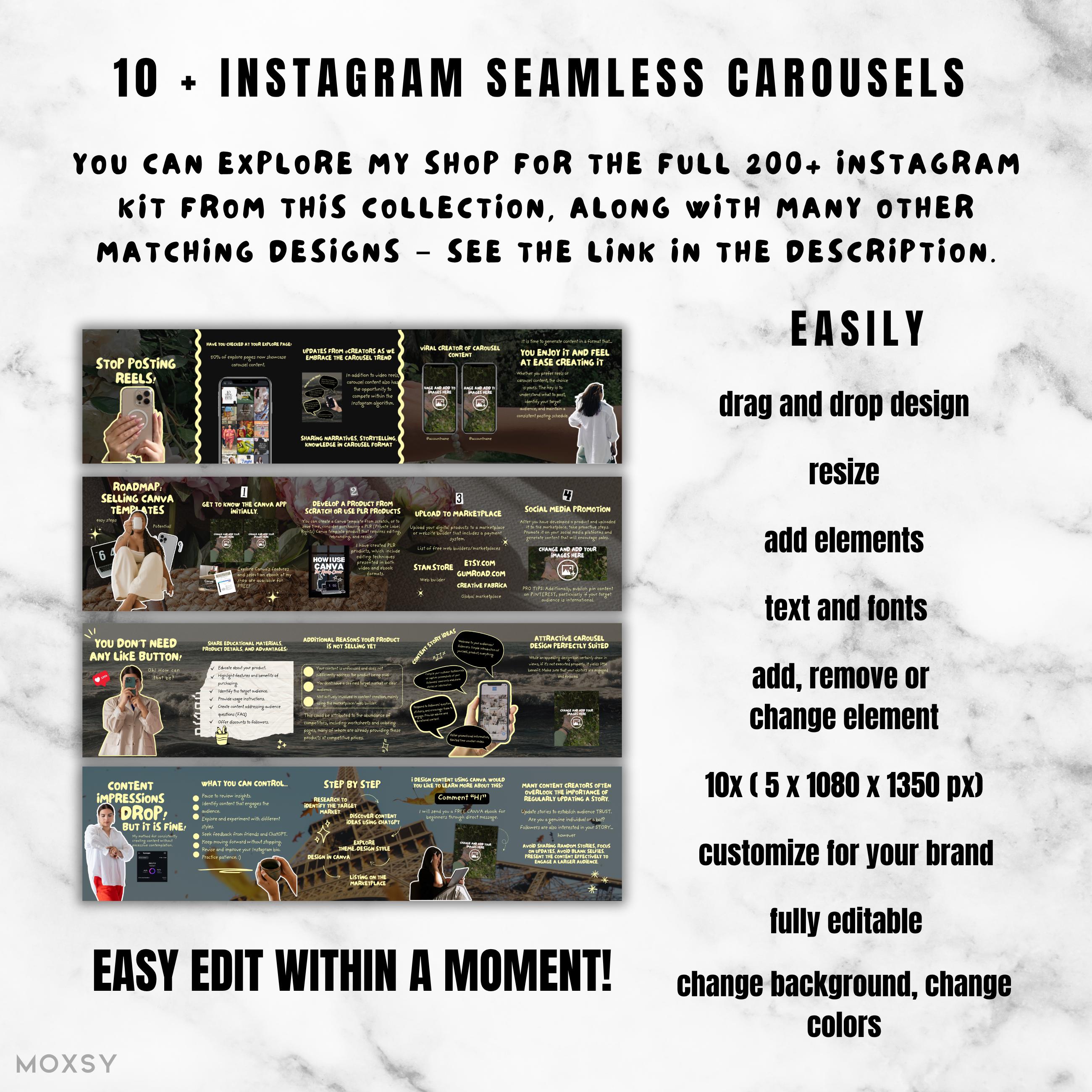 Trendy Instagram Carousel Templates: Yellow IG, Business Content (canva ...