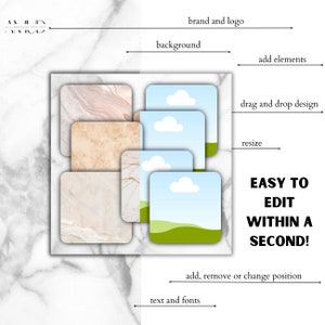 Square Coaster Mockup Templates: Canva Mockup Bundle (digital Download ...