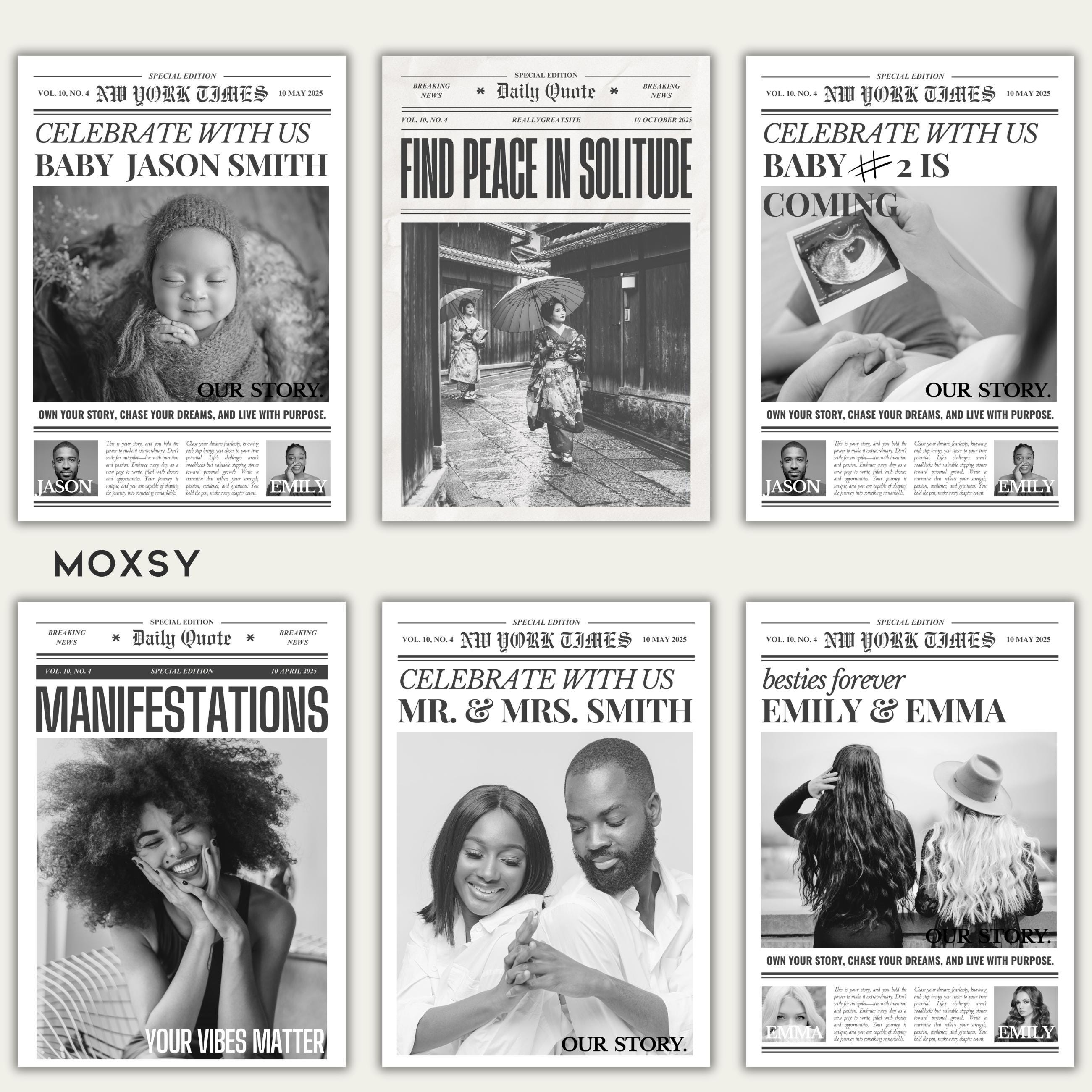 Customizable Newspaper Style Poster Template: Canva Wall Art (digital ...