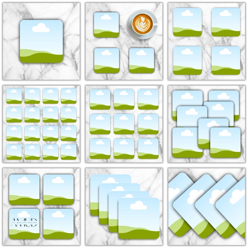 Square Coaster Mockup Templates: Canva Mockup Bundle (digital Download ...