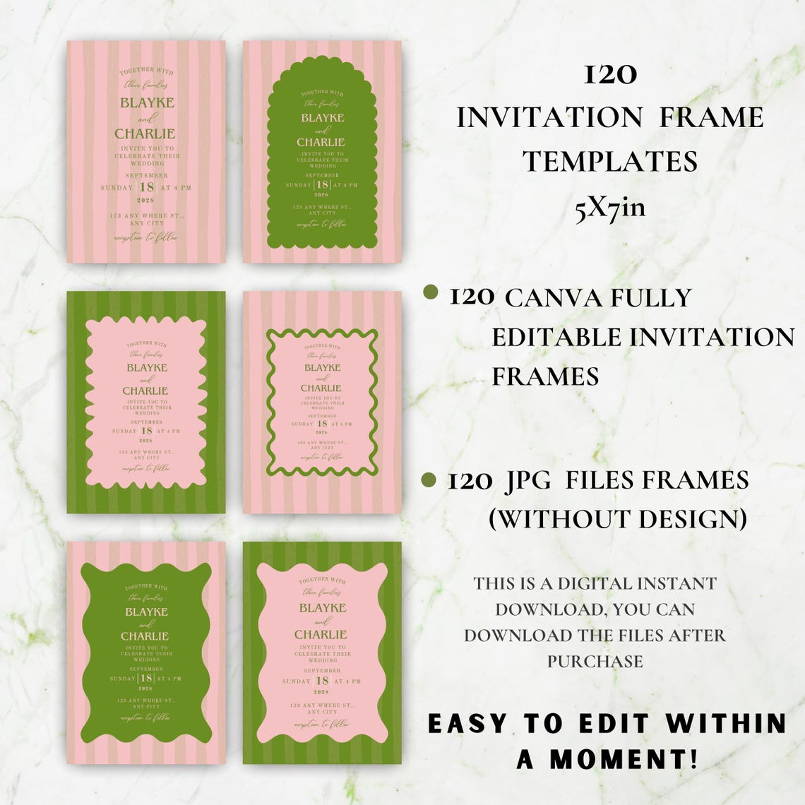 Wavy Invitation Bundle: 120 Trendy Canva Templates (JPG & PDF Download ...