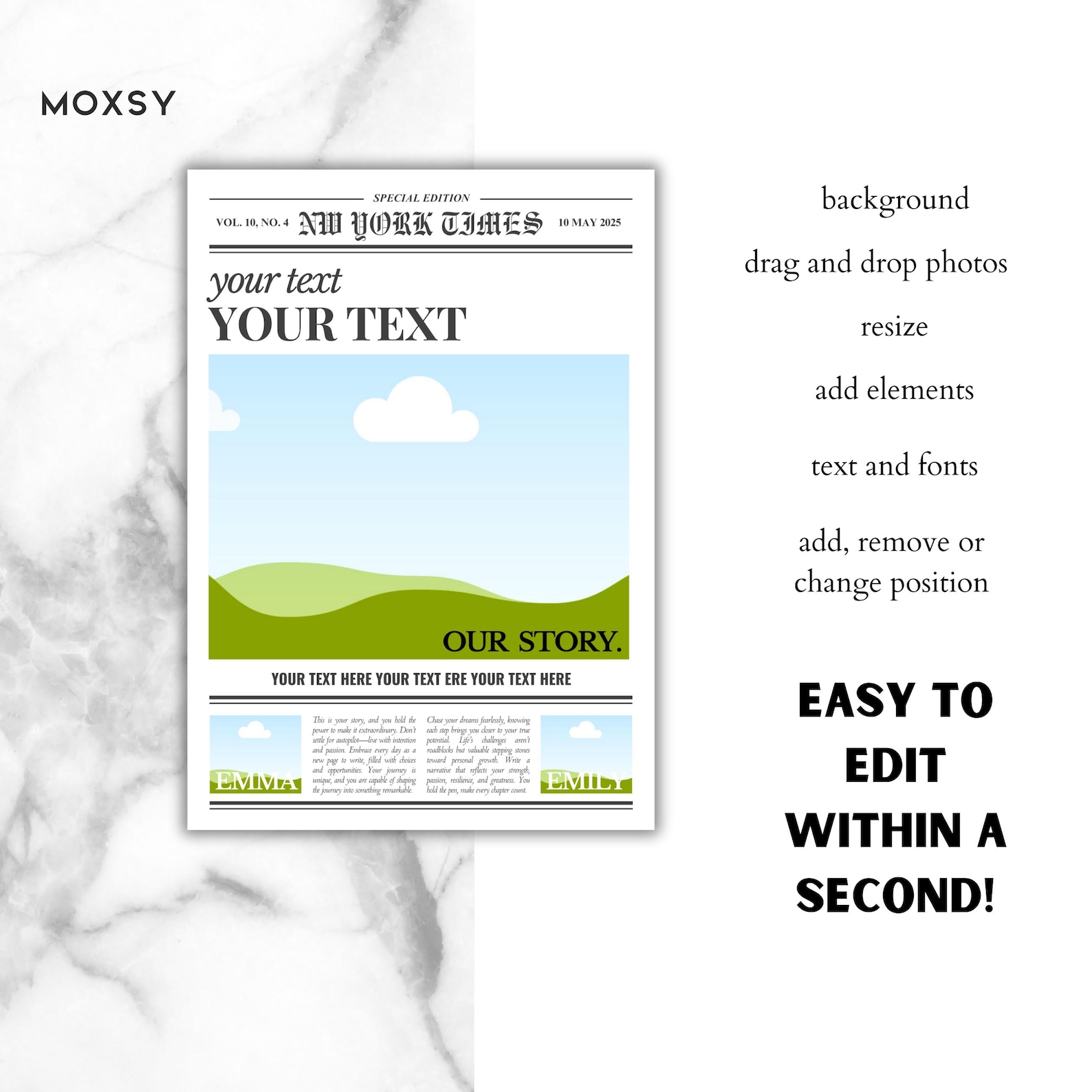 Customizable Newspaper Style Poster Template: Canva Wall Art (digital ...