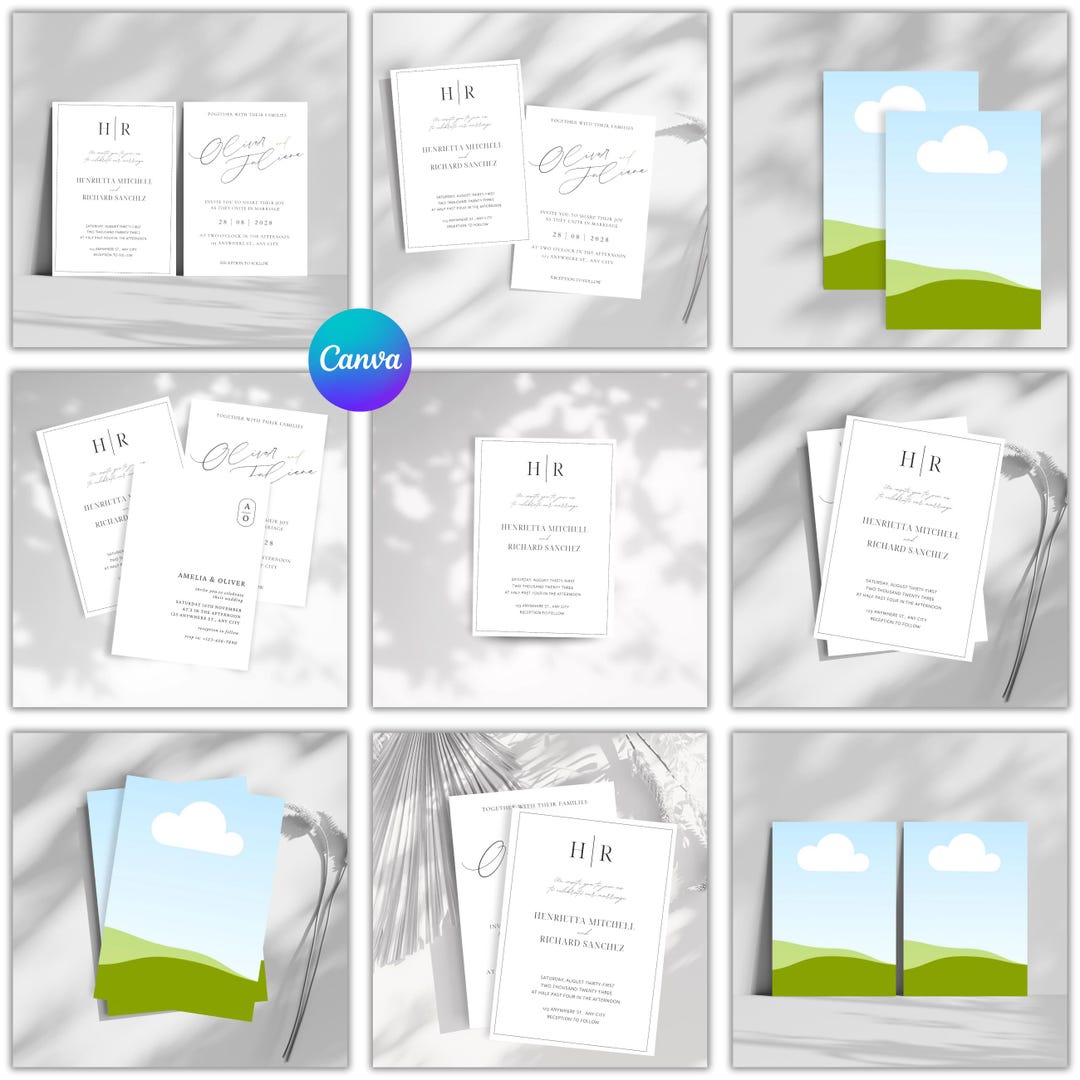 Canva Invitation Mockup Bundle: Double-sided Card Templates (digital ...