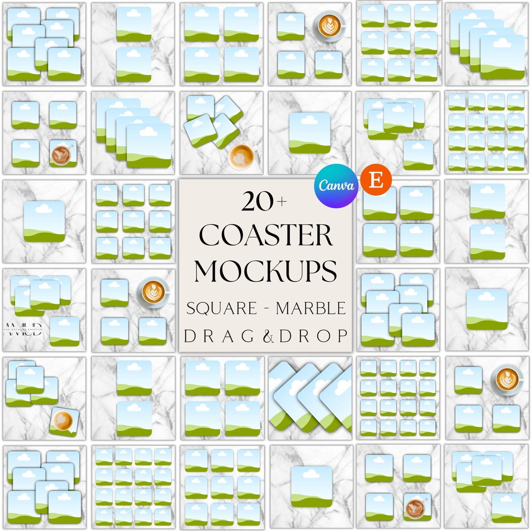 Square Coaster Mockup Templates: Canva Mockup Bundle (digital Download ...
